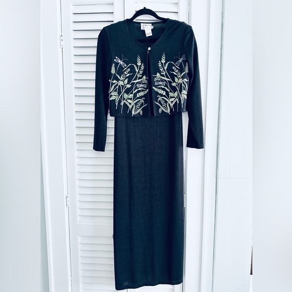 CDC | Dresses | Cdc Vintage Black Maxi Sleeveless Dress And Jacket 6 ...